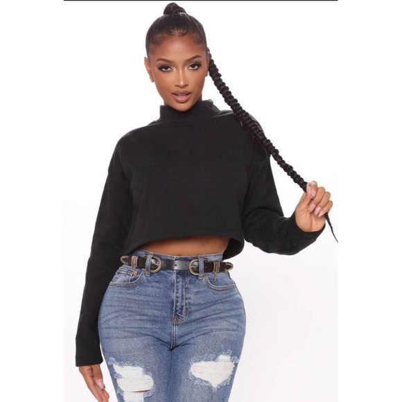 Fashion Nova | Tops | Fashion Nova Mock Neck Long Sleeves Crop Top Size Sm | Poshmark